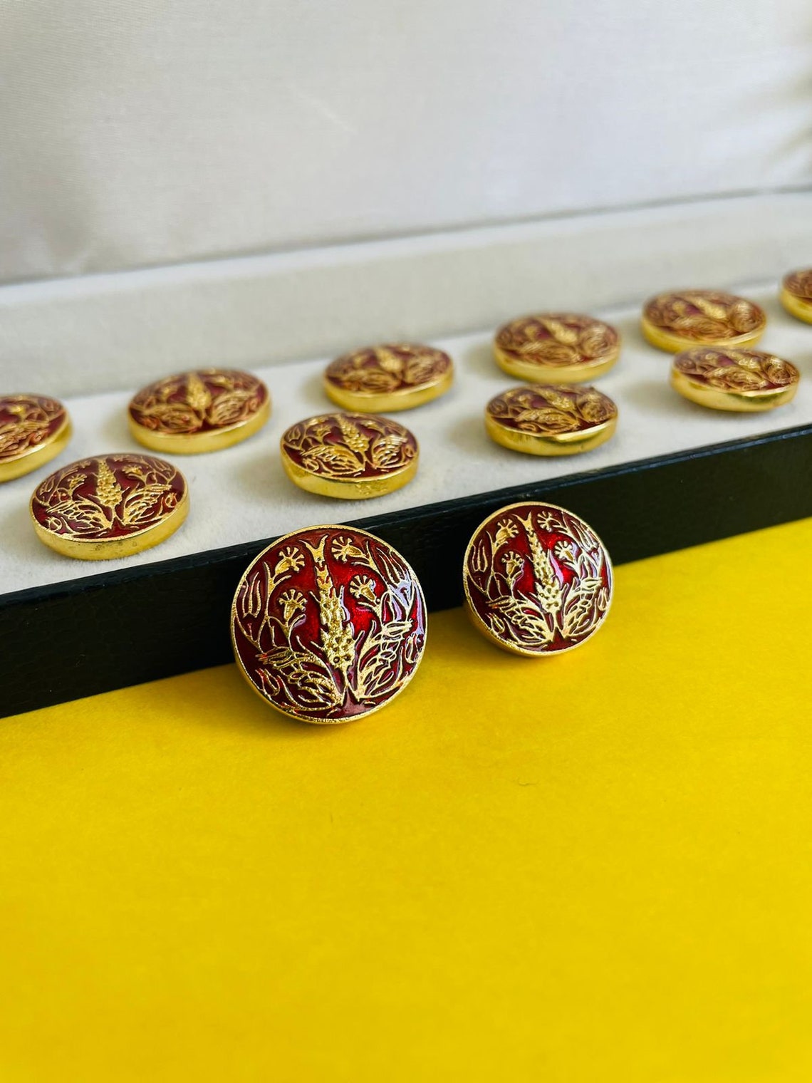 13 Pcs Gold Button-sherwani Button-shank Button-polki Button-kundan ...