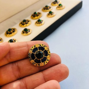 Handmade Kundan Meenakari Sherwani Buttons, Indian Wedding Coat Set - Etsy