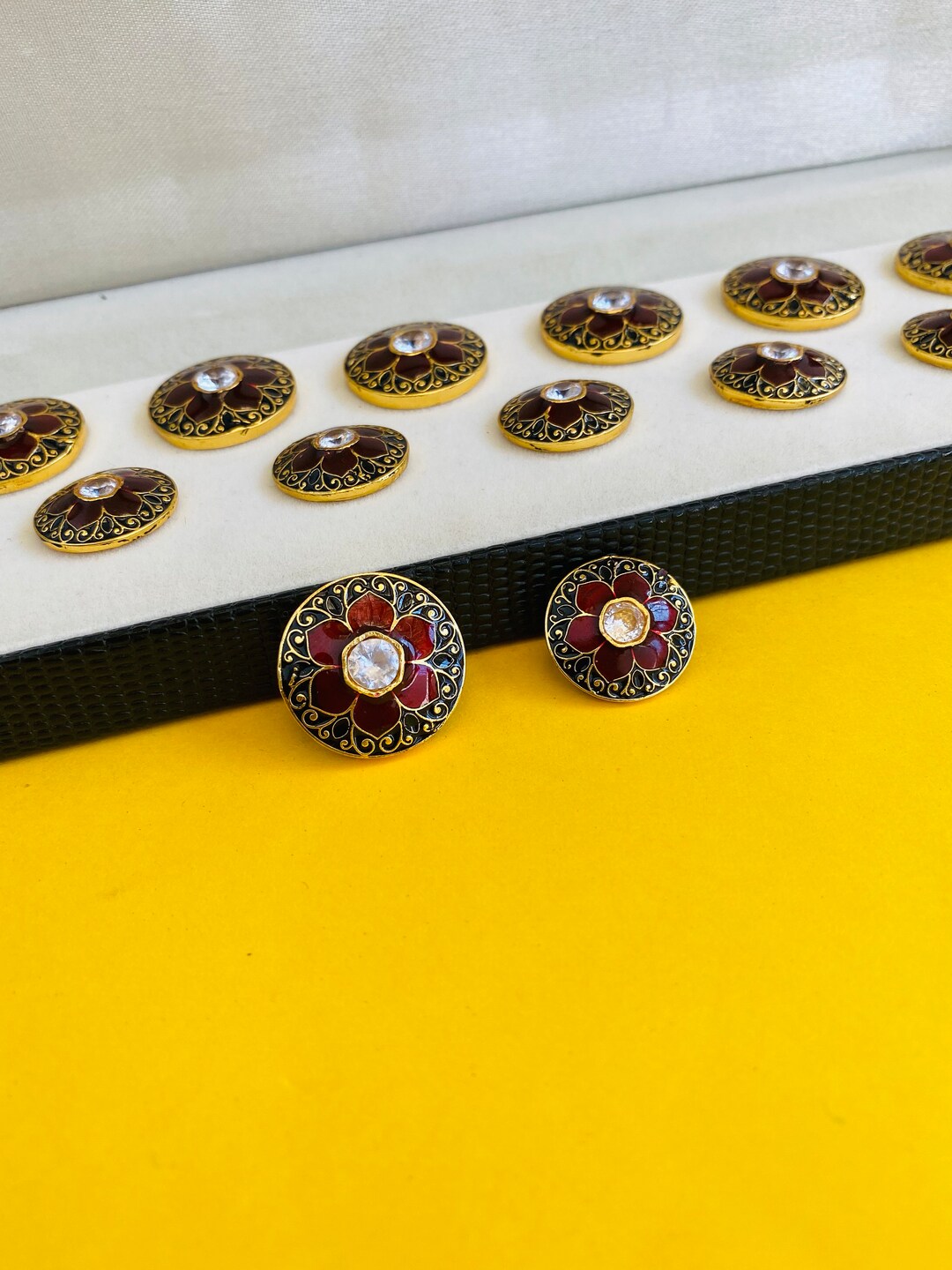 Handmade Sherwani Kundan Meena Blazer Button Suit Button Coat Button ...