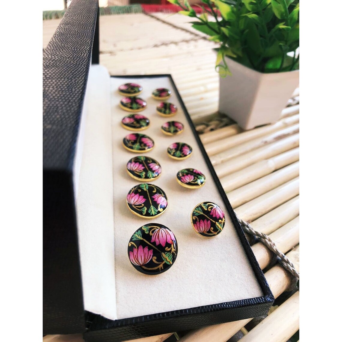 13 Piece Set Hand Painted Buttons-floral Round Buttons-blazer - Etsy