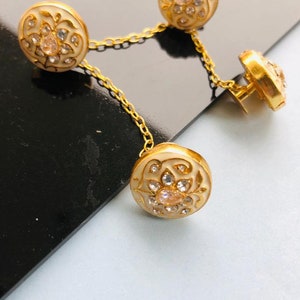 Handmade Enamel Kurta Buttons – Gold Floral Design, Set of 4 - Etsy