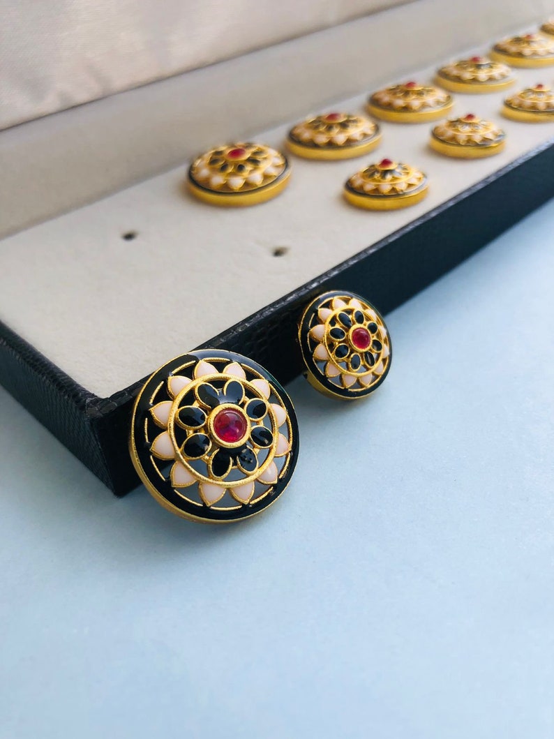 Handcrafted Men Sherwani Button-kundan Polki Stone Button-vintage ...