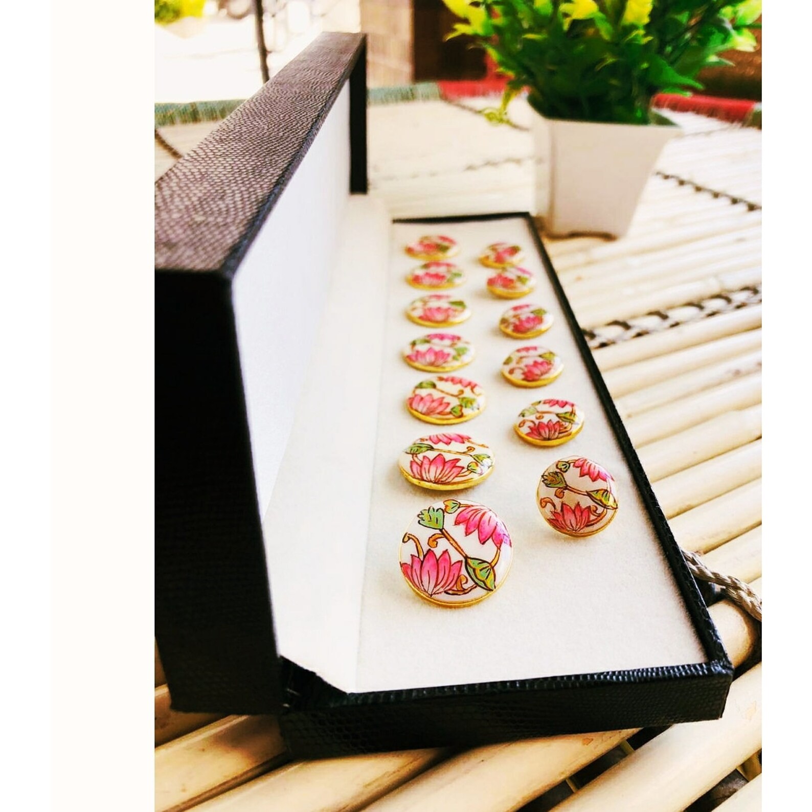 13 Piece Set Hand Painted Buttons-floral Round Buttons-blazer Buttons ...