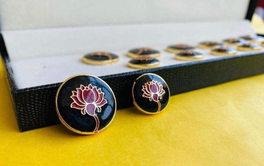 Button-sherwani Indian Wear-button Hole-handmade Vintage Meenakari Work ...