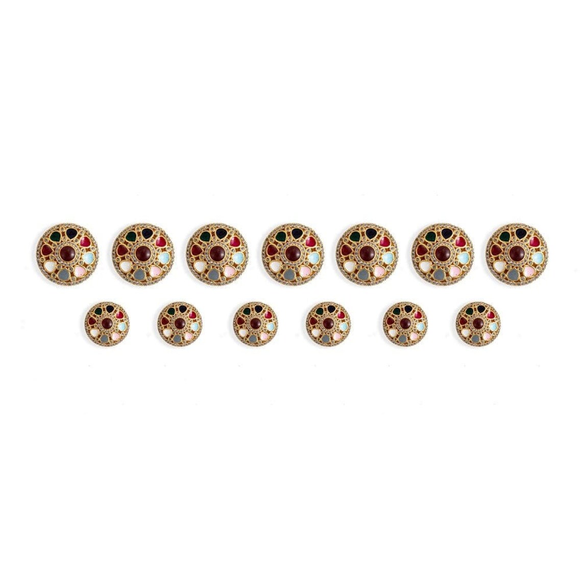 Buttons-sherwani-kundan Polki-handmade Buttons Set-navratan Polki ...