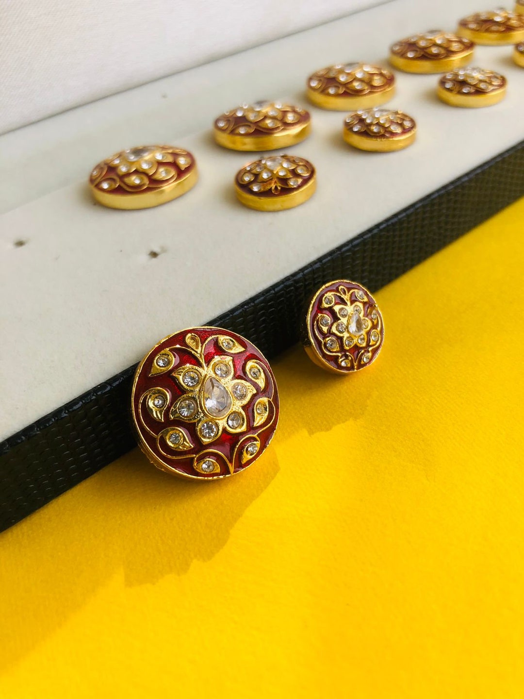Handcrafted Indian Sherwani Button,jodhpuri Maharaja Look Kundan Meena ...