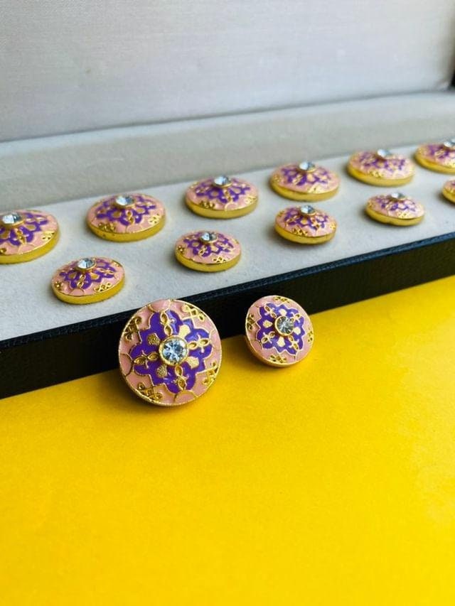 Sherwani Button Orange Mughal Round Antique Buttons-polki Button-kundan ...