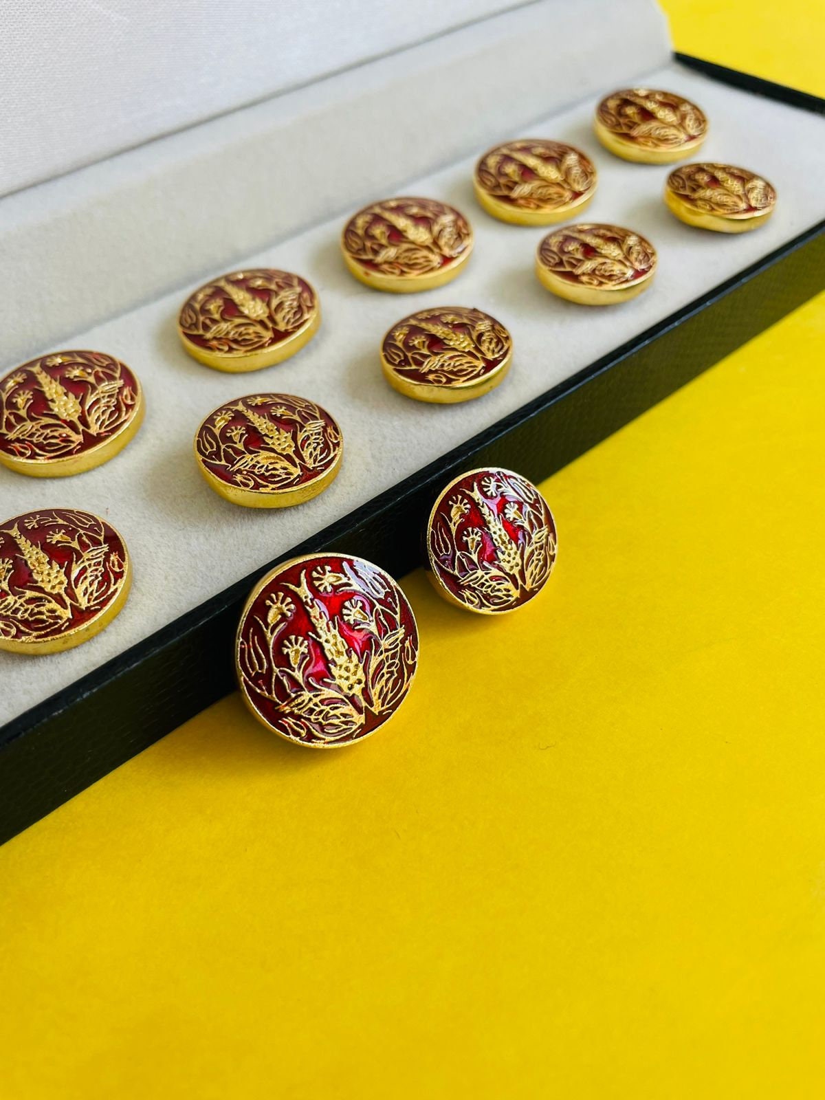 13 Pcs Gold Button-sherwani Button-shank Button-polki Button-kundan ...