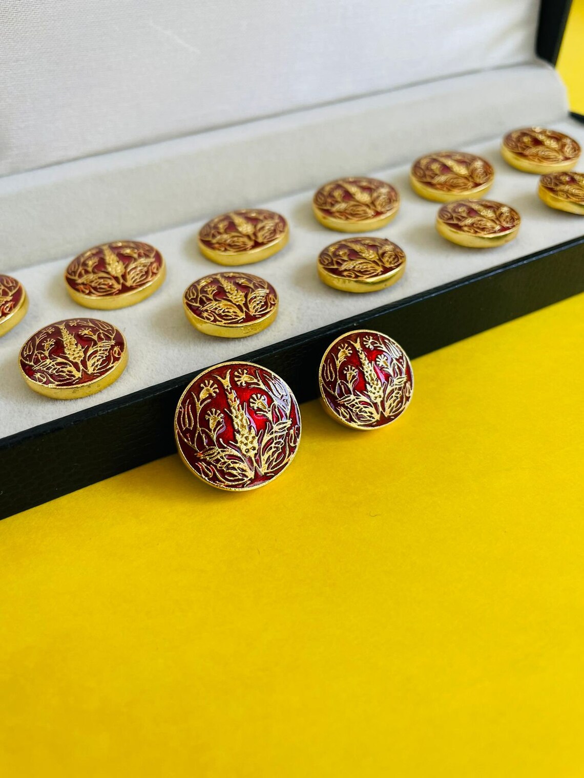 13 Pcs Gold Button-sherwani Button-shank Button-polki Button-kundan ...