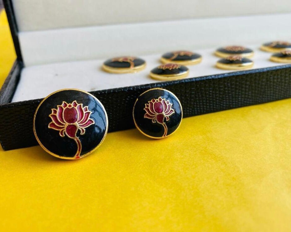 Button-sherwani Indian Wear-button Hole-handmade Vintage Meenakari Work ...