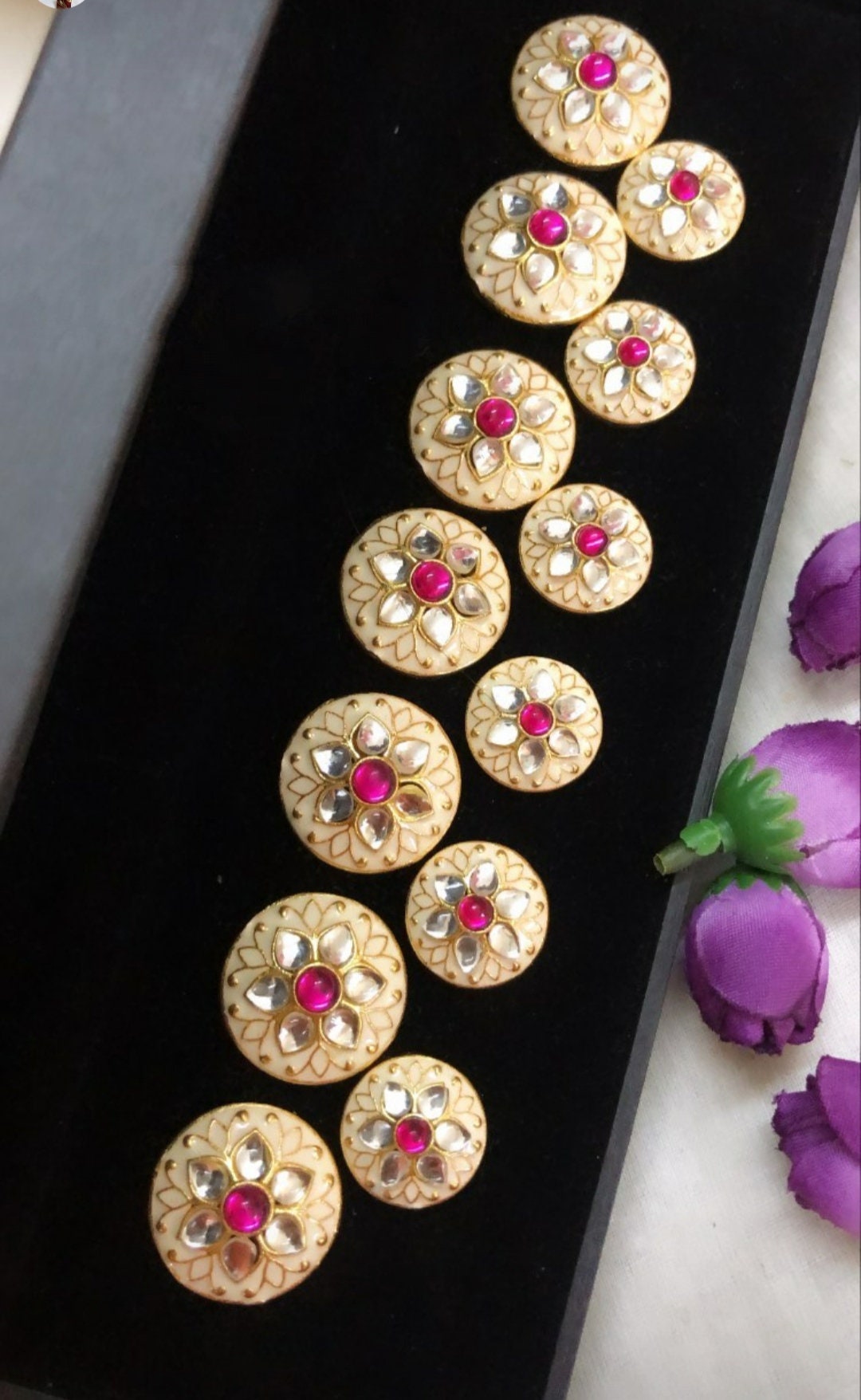 Handcrafted Enameled Indian Buttons, Rajasthani Style - Set of 13 - Etsy