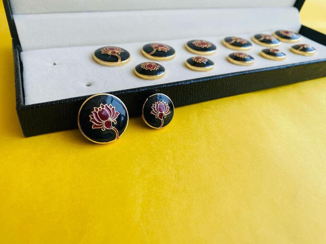 Button-sherwani Indian Wear-button Hole-handmade Vintage Meenakari Work ...