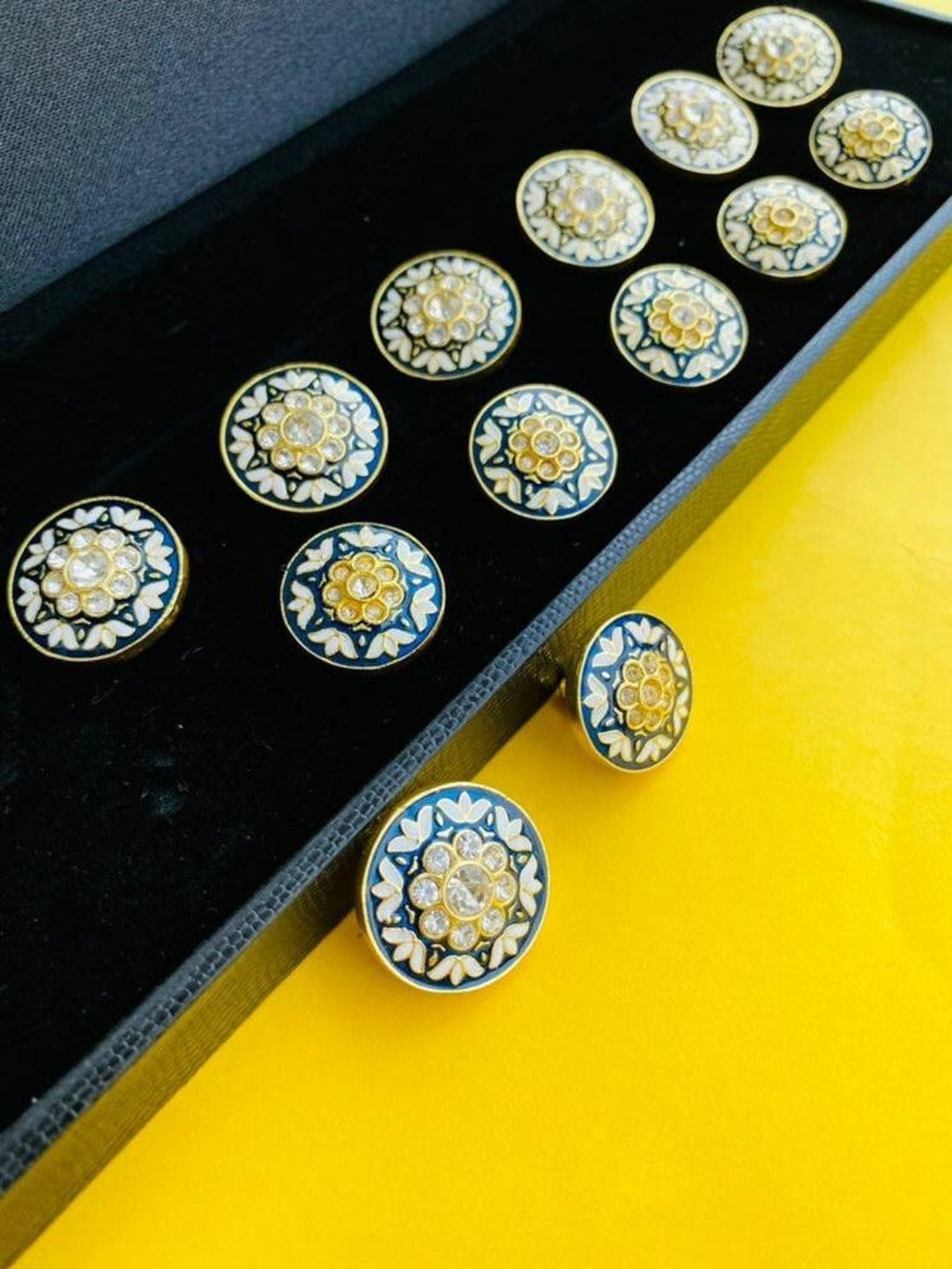 Handcrafted Kundan Sherwani Buttons – Indian Wedding Suit Accessories ...