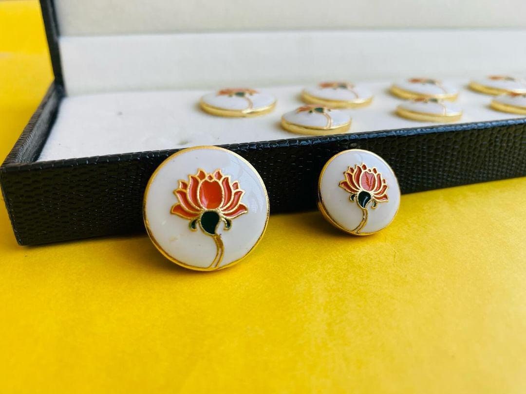 Button-sherwani Indian Wear-button Hole-handmade Vintage Meenakari Work ...