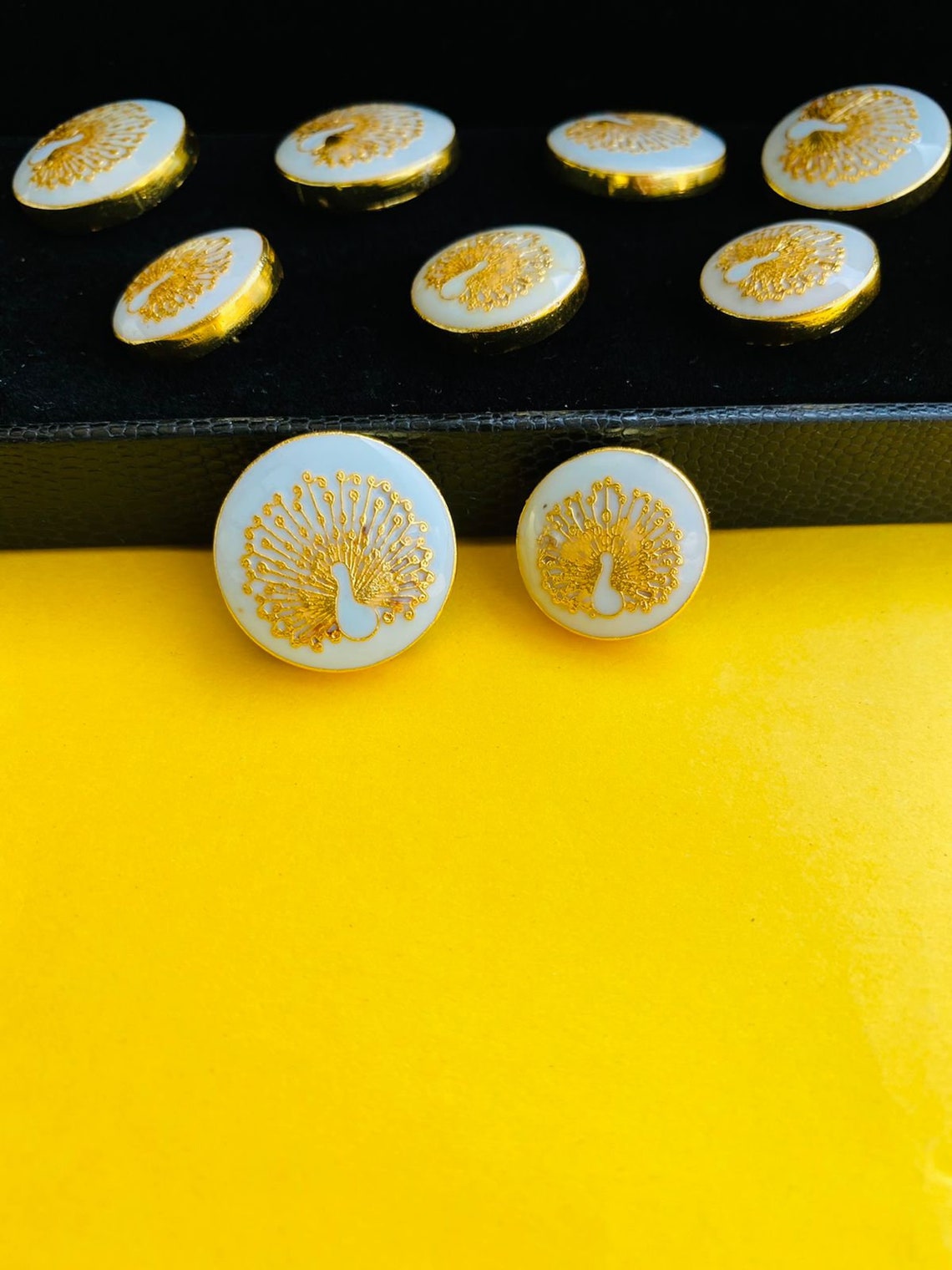 Handcrafted Sherwani Buttons | Gold Peacock, Set of 13 - Etsy