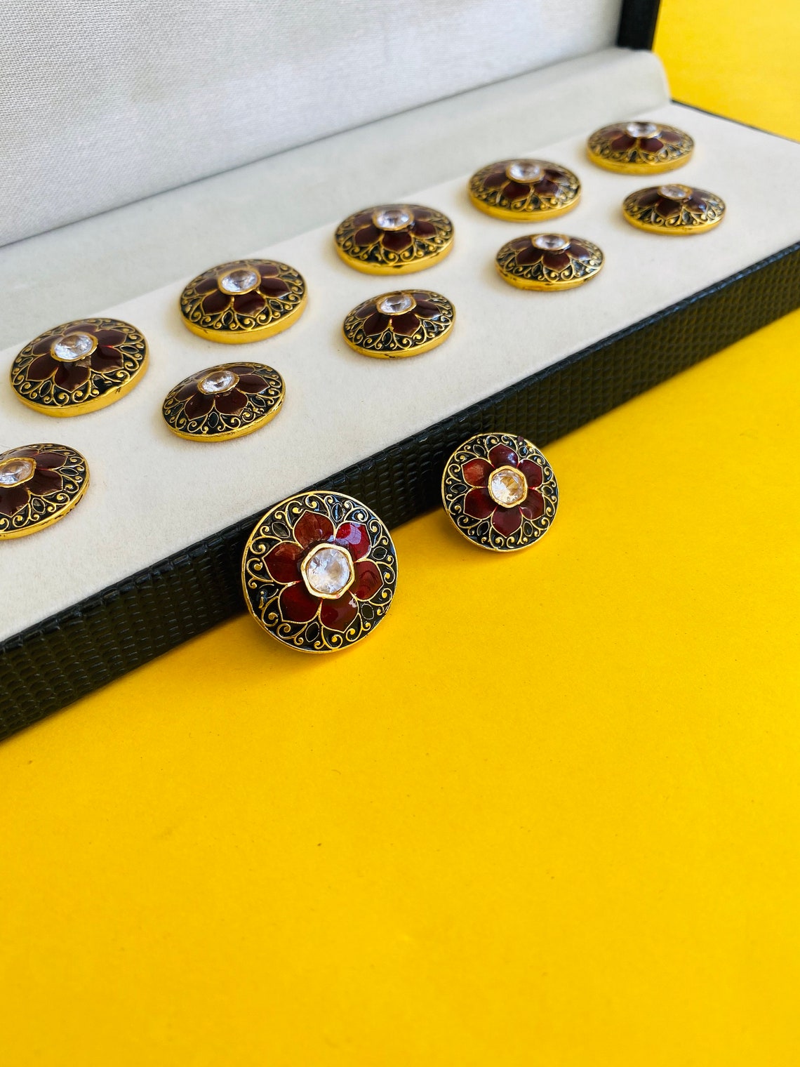 Handmade Sherwani Kundan Meena Blazer Button Suit Button Coat Button ...