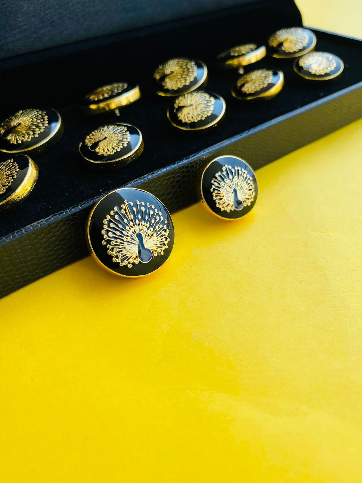 Handcrafted Sherwani Buttons | Gold Peacock, Set of 13 - Etsy