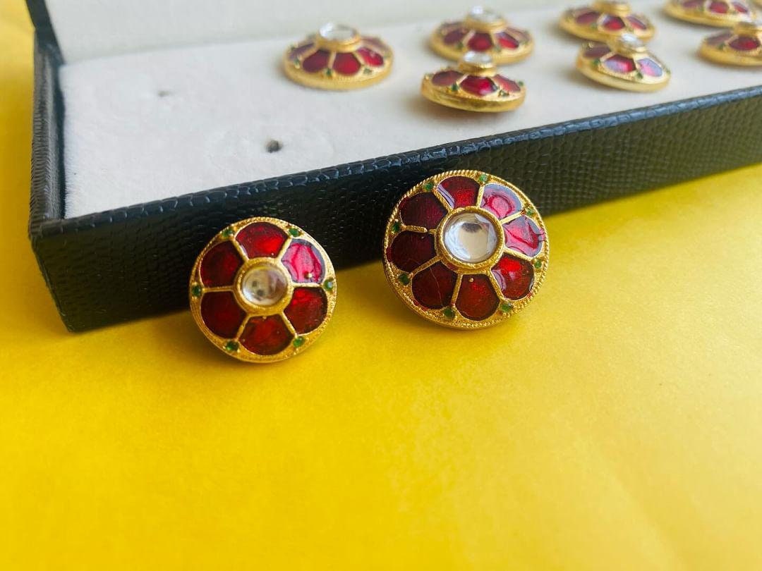 Handcrafted Kundan Meena Sherwani Buttons – Gold Plated Indian Dress - Etsy