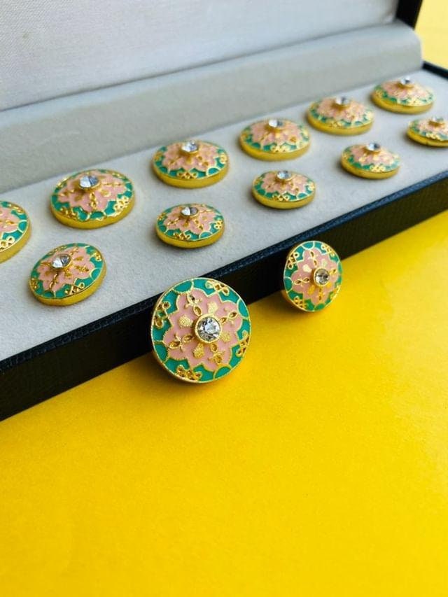 Sherwani Button Orange Mughal Round Antique Buttons-polki Button-kundan ...