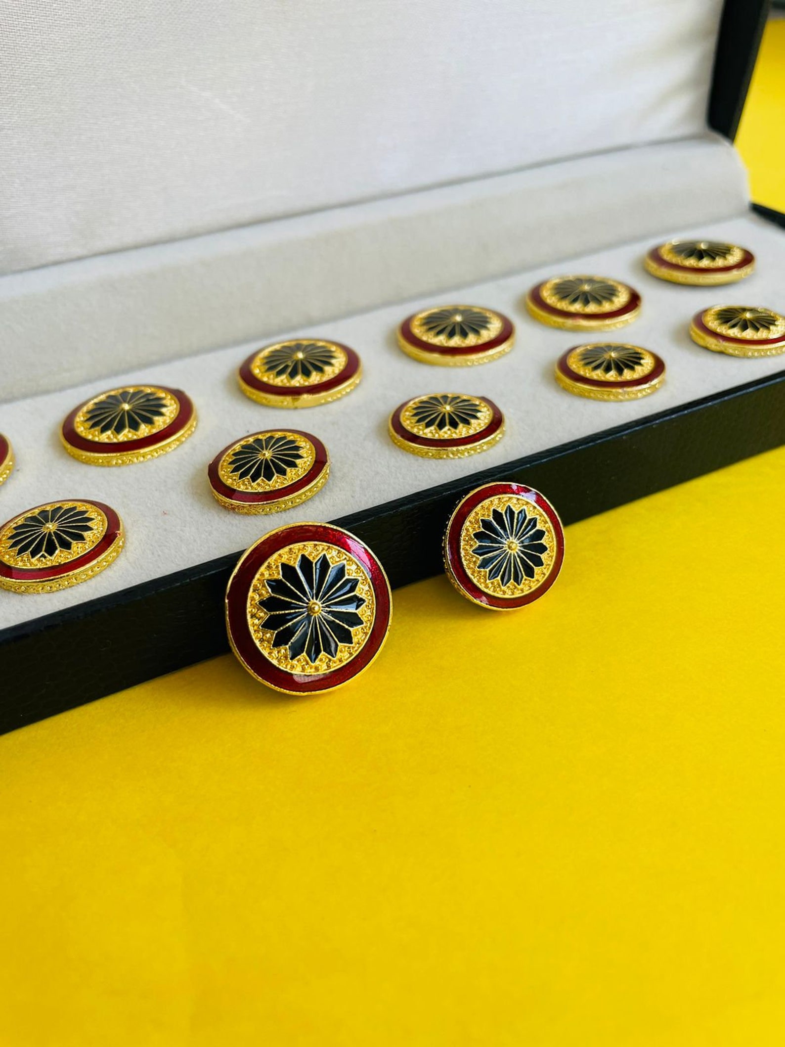 Royal Gold Plated Meenakari Handcrafted Button Set- Wedding Button ...