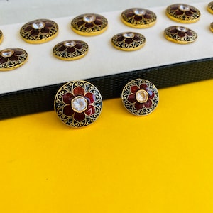 Handmade Sherwani Kundan Meena Blazer Button Suit Button Coat Button ...