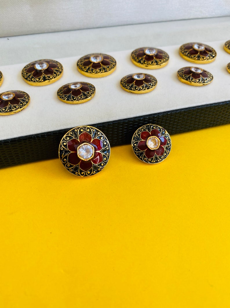Handmade Sherwani Kundan Meena Blazer Button Suit Button Coat Button ...