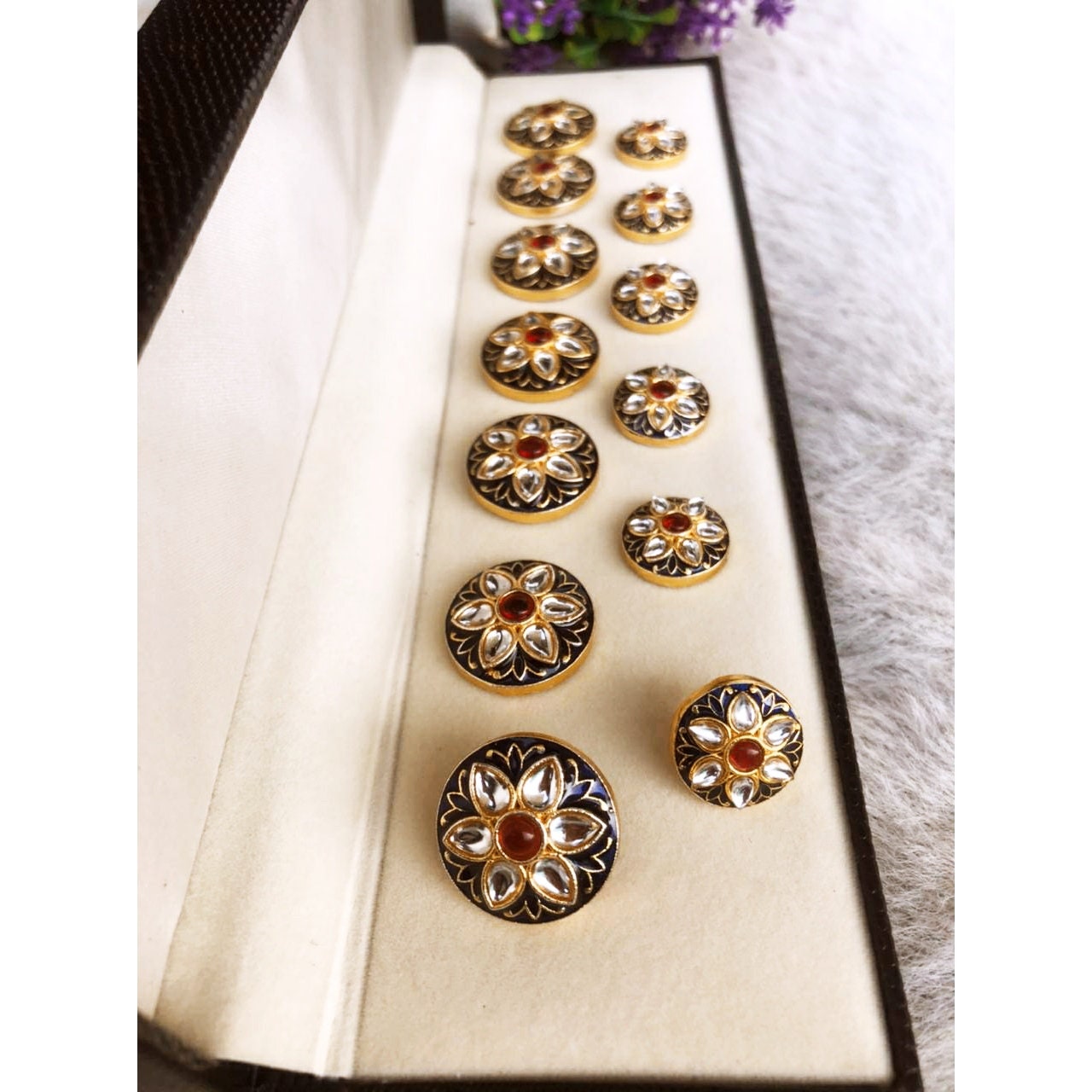 Handcrafted Enameled Indian Buttons, Rajasthani Style - Set of 13 - Etsy