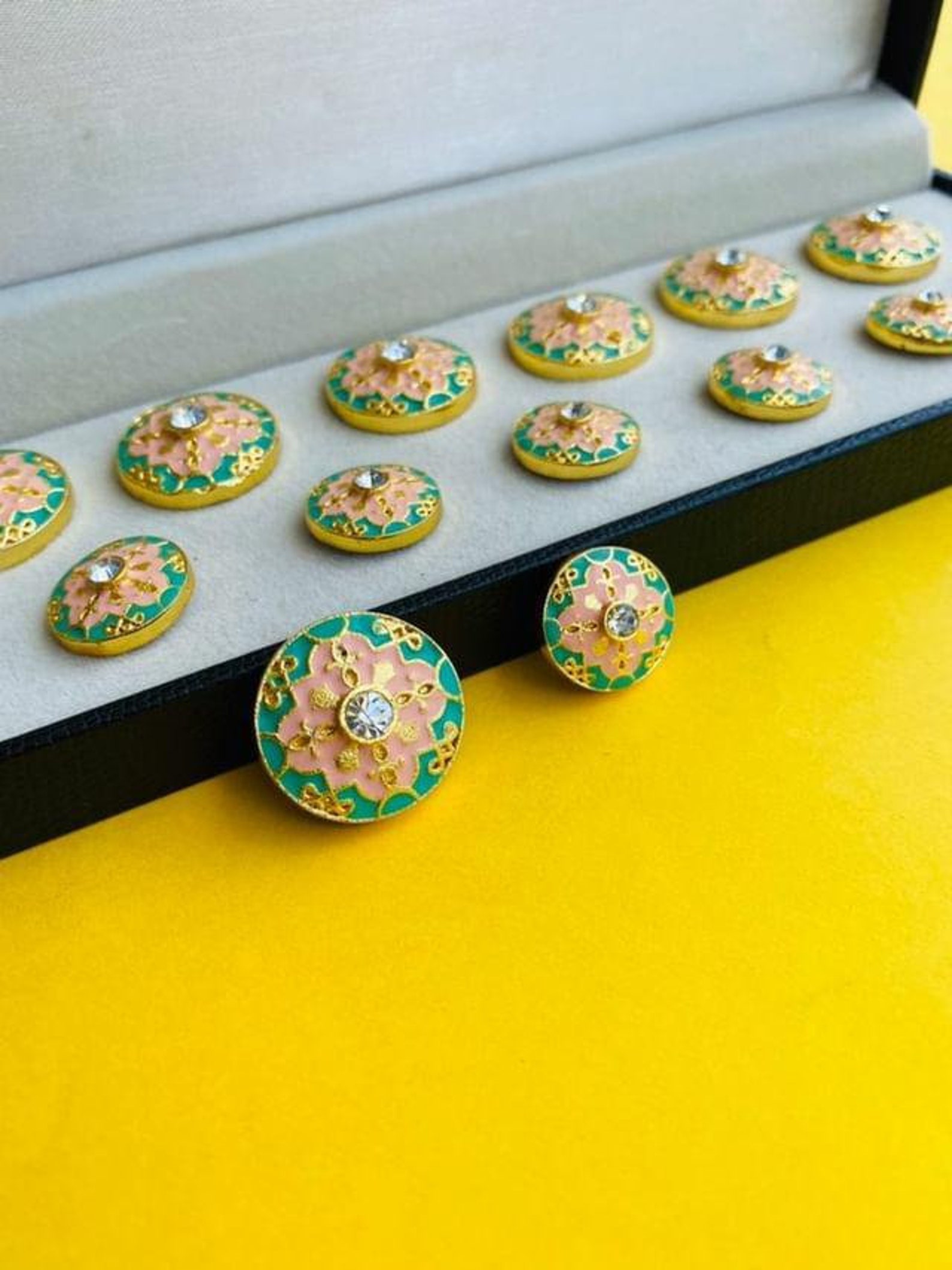 Sherwani Button Orange Mughal Round Antique Buttons-polki Button-kundan ...