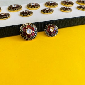 Handmade Sherwani Kundan Meena Blazer Button Suit Button Coat Button ...