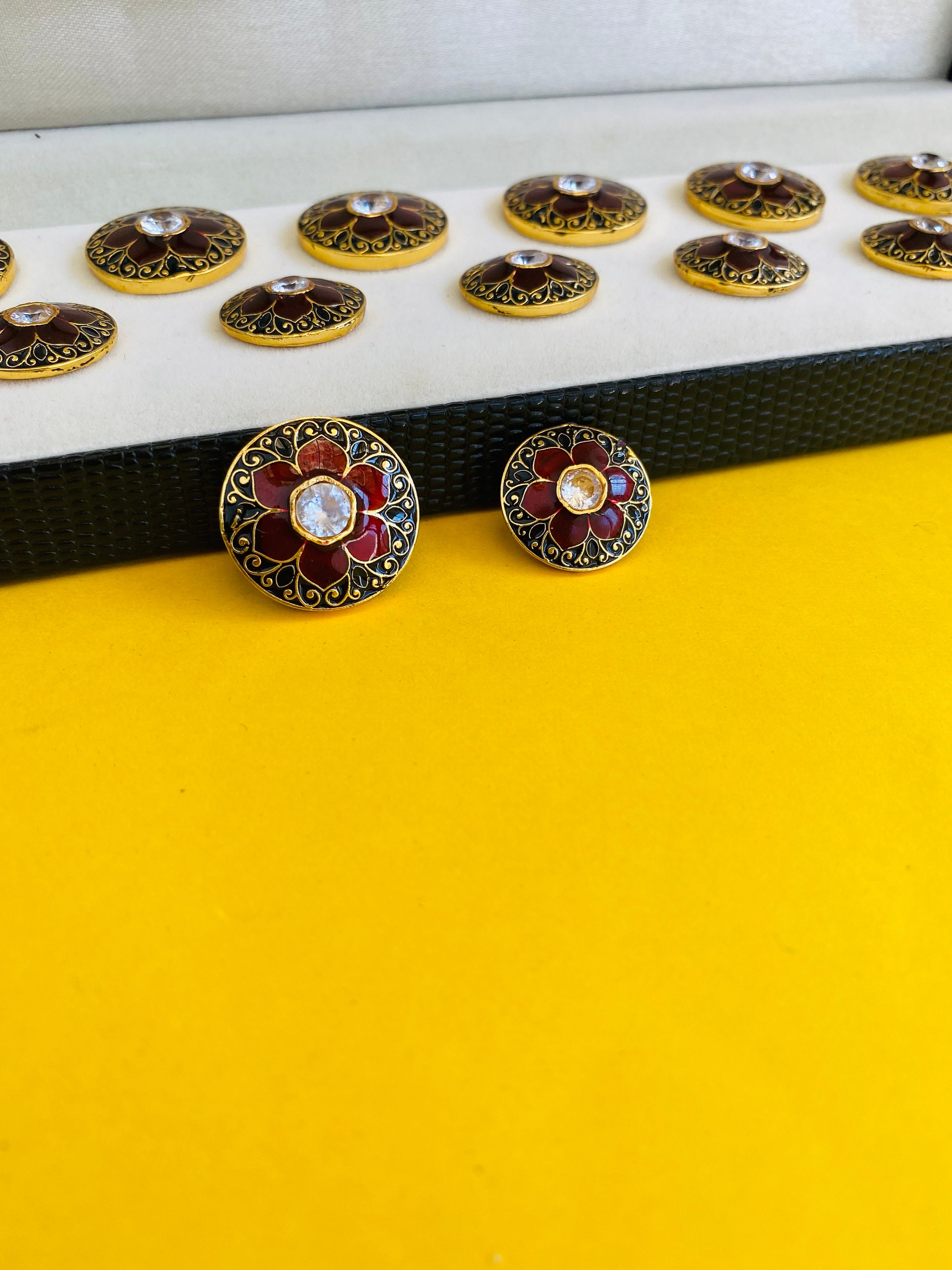 Handmade Sherwani Kundan Meena Blazer Button Suit Button Coat Button ...