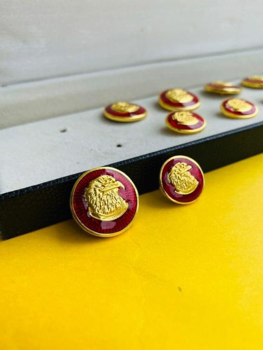 Golden Eagle Blazer Buttons – Jaipur Enamel Suit Buttons, Set of 13 - Etsy
