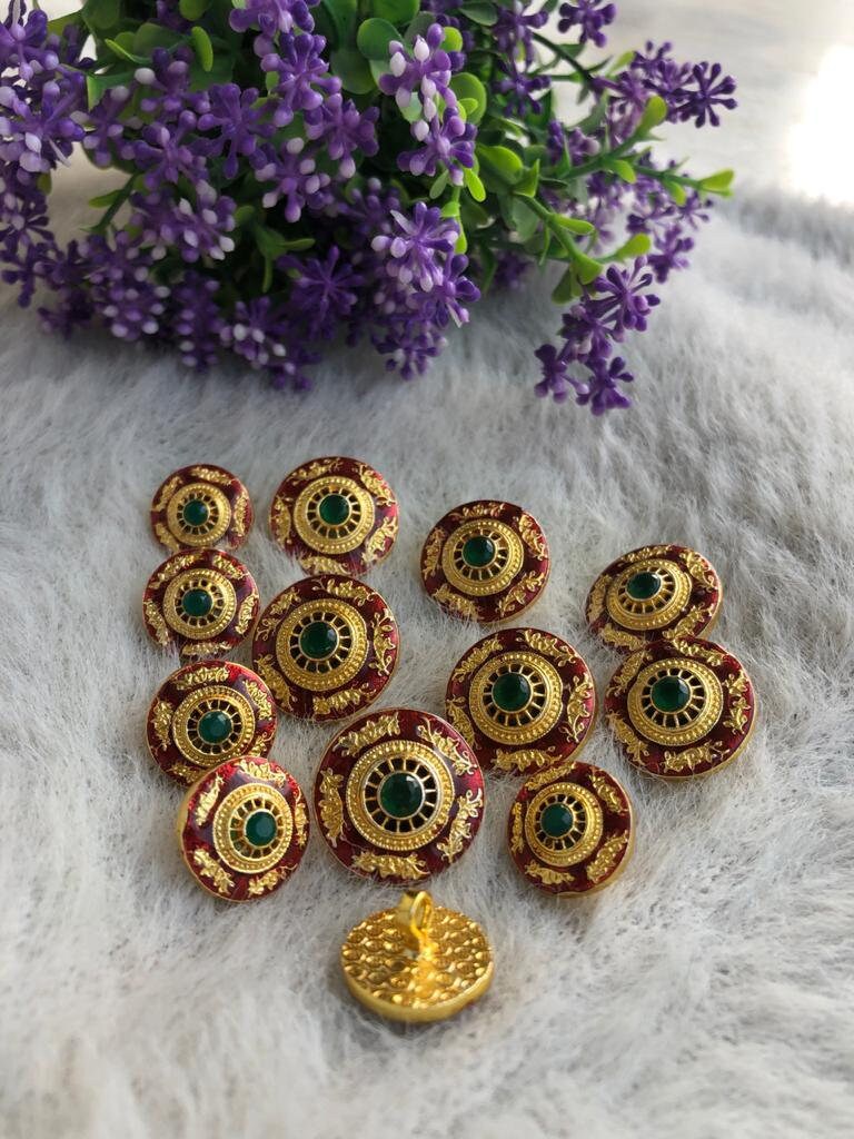 Sherwani Buttons Metal Handcrafted Buttons Kundan Meena Handcrafted ...