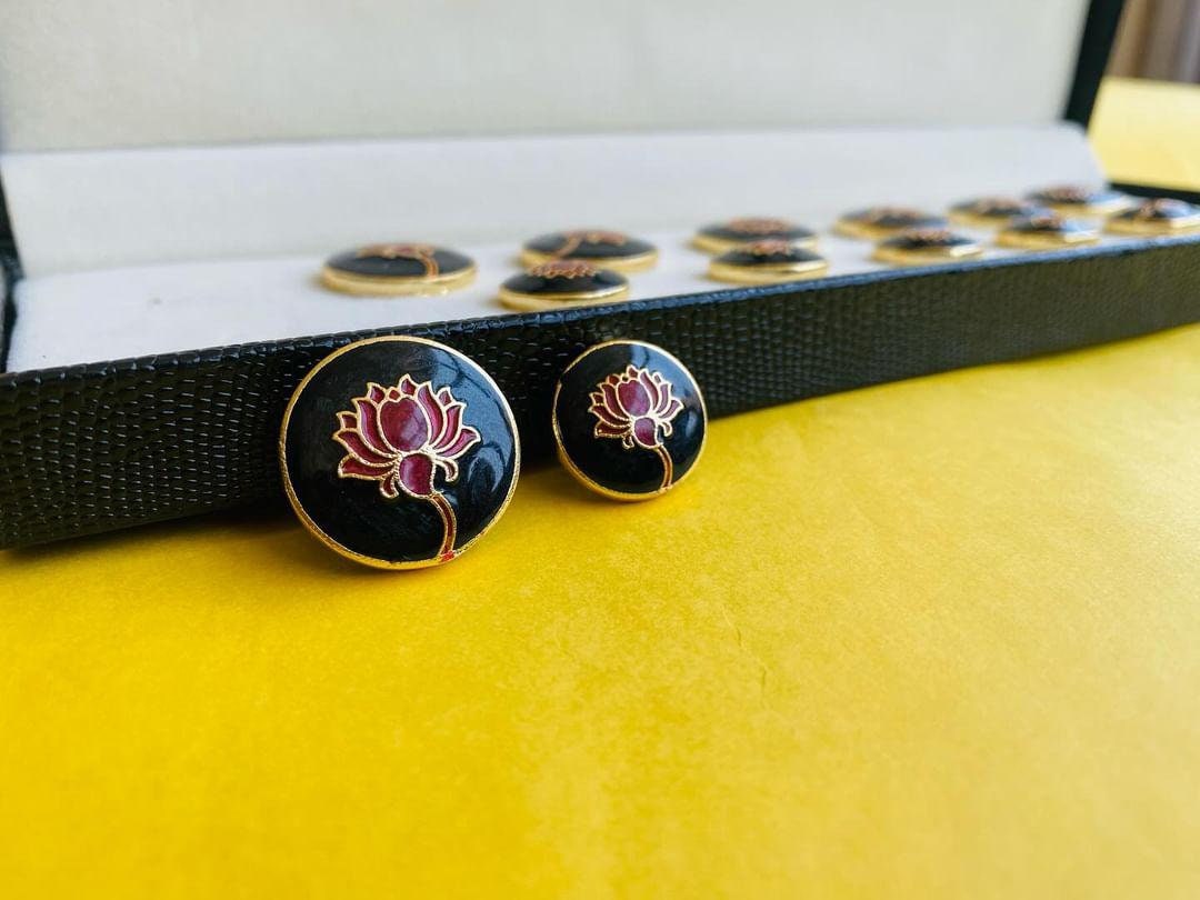 Button-sherwani Indian Wear-button Hole-handmade Vintage Meenakari Work ...