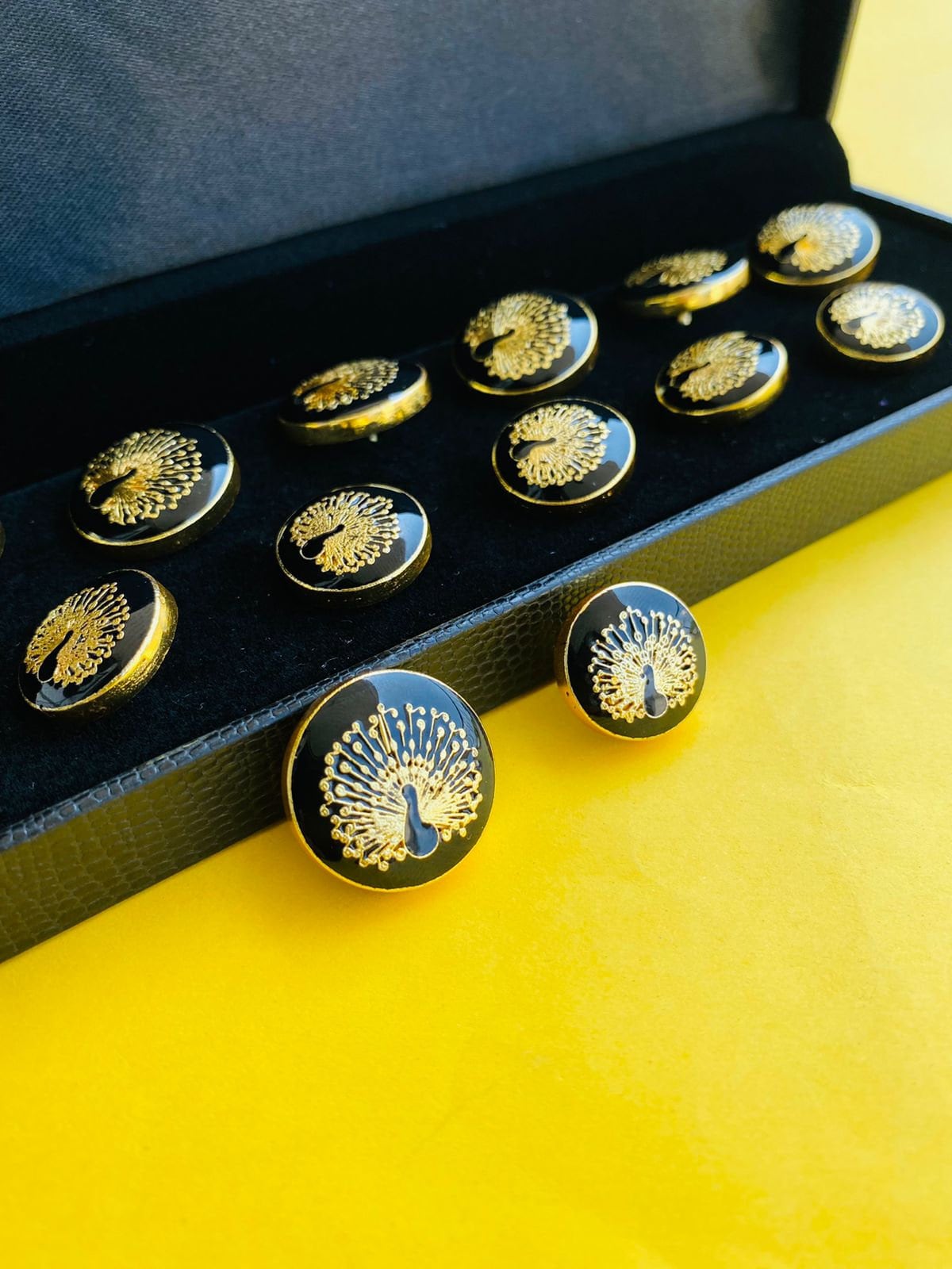 Handcrafted Sherwani Buttons | Gold Peacock, Set of 13 - Etsy