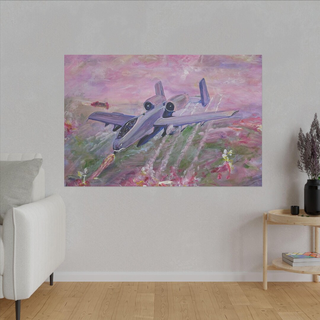 A-10 Warthog Surreal Canvas Print - Vaporwave War Art - Pink Sky ...