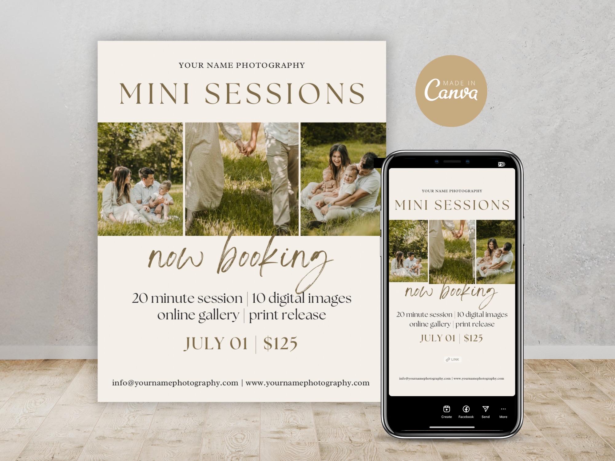 Mini Sessions Photography Instagram and Facebook Post and Story Canva ...