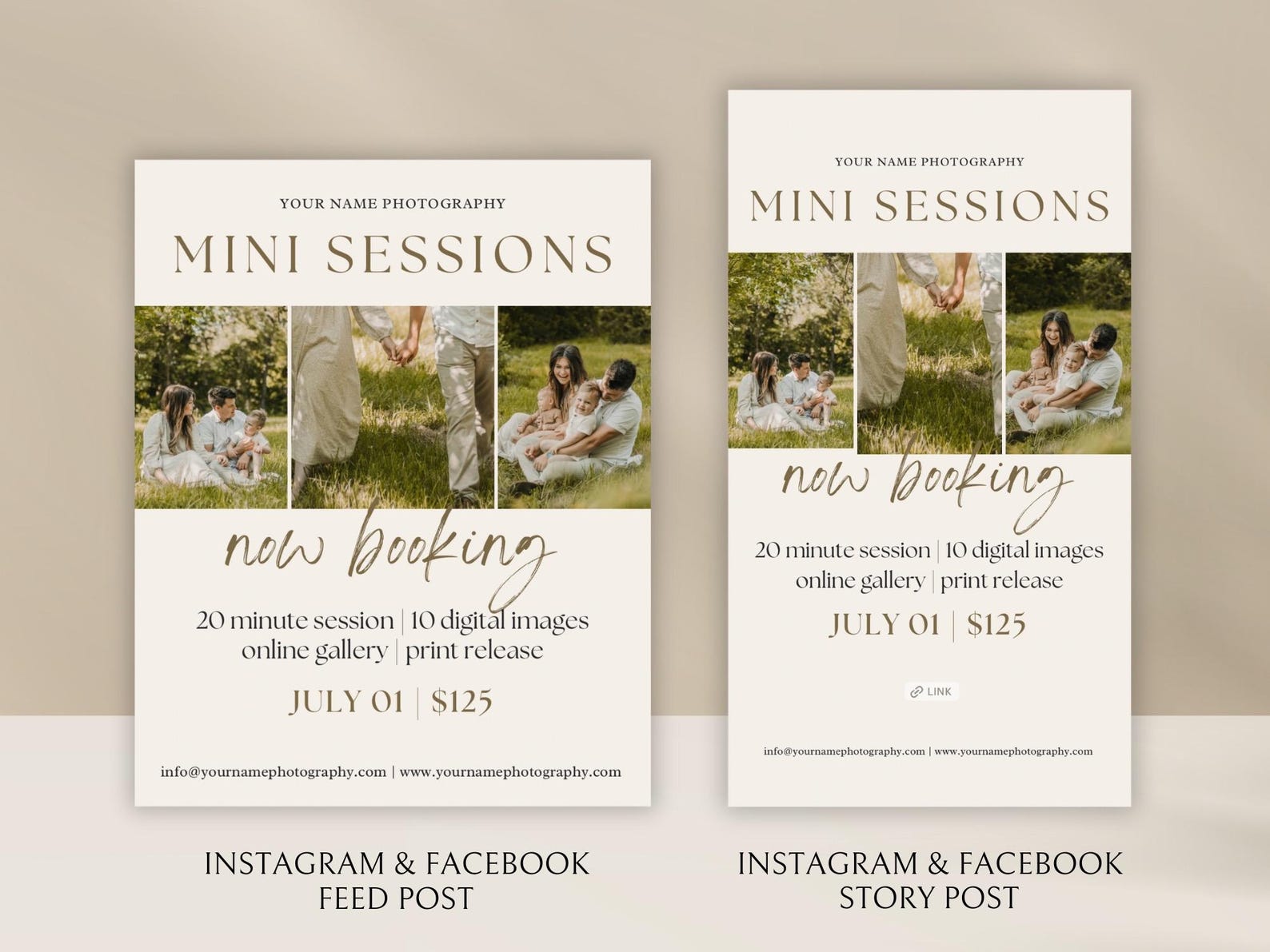 Mini Sessions Photography Instagram and Facebook Post and Story Canva ...