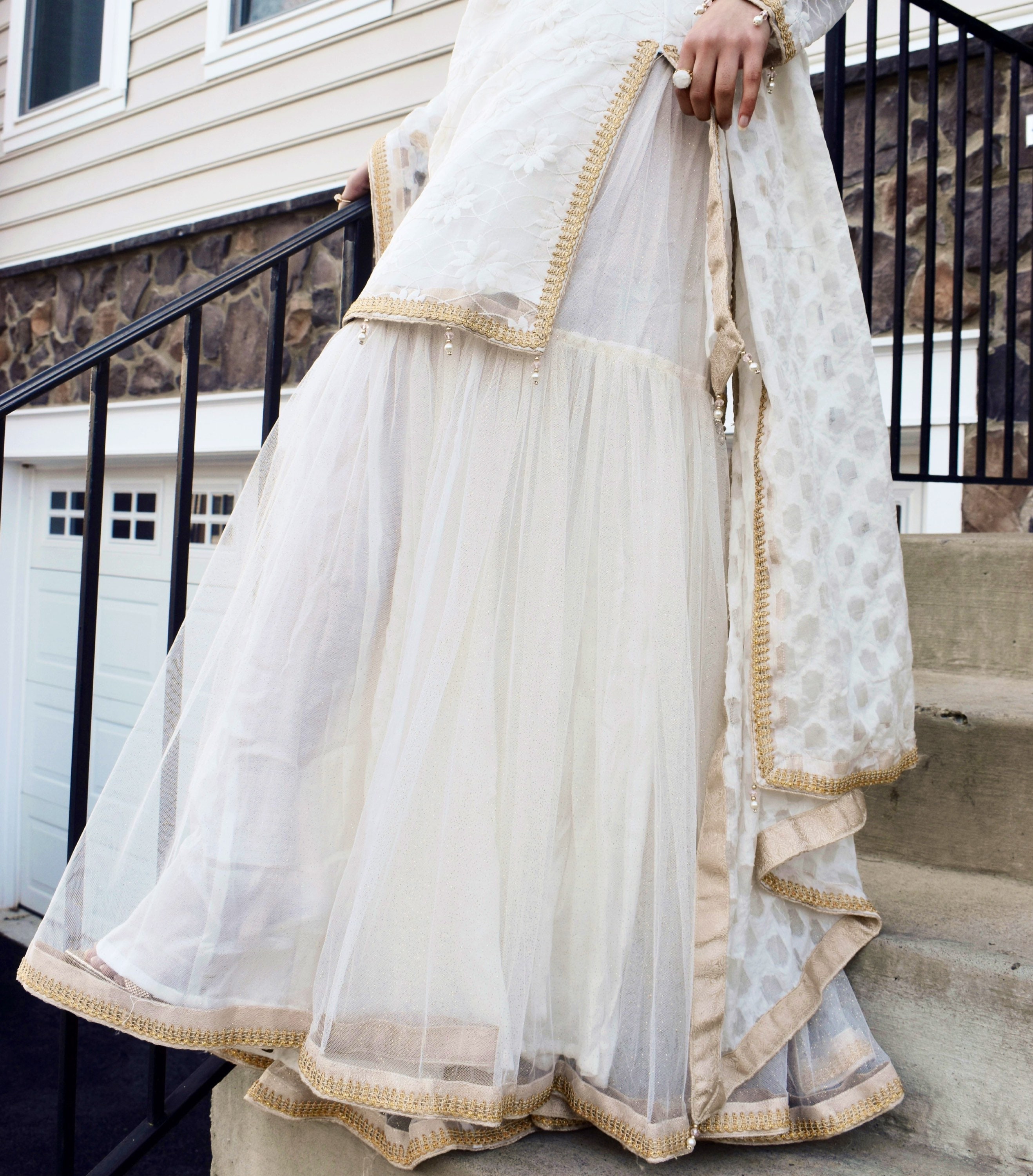 Elegant white and gold garara set | Etsy