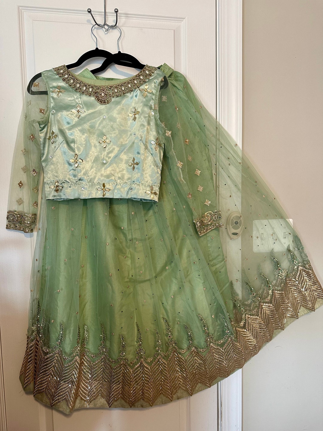Green and Gold Lehnga Choli With Dupatta Pakistan Indian Desi Wear - Etsy