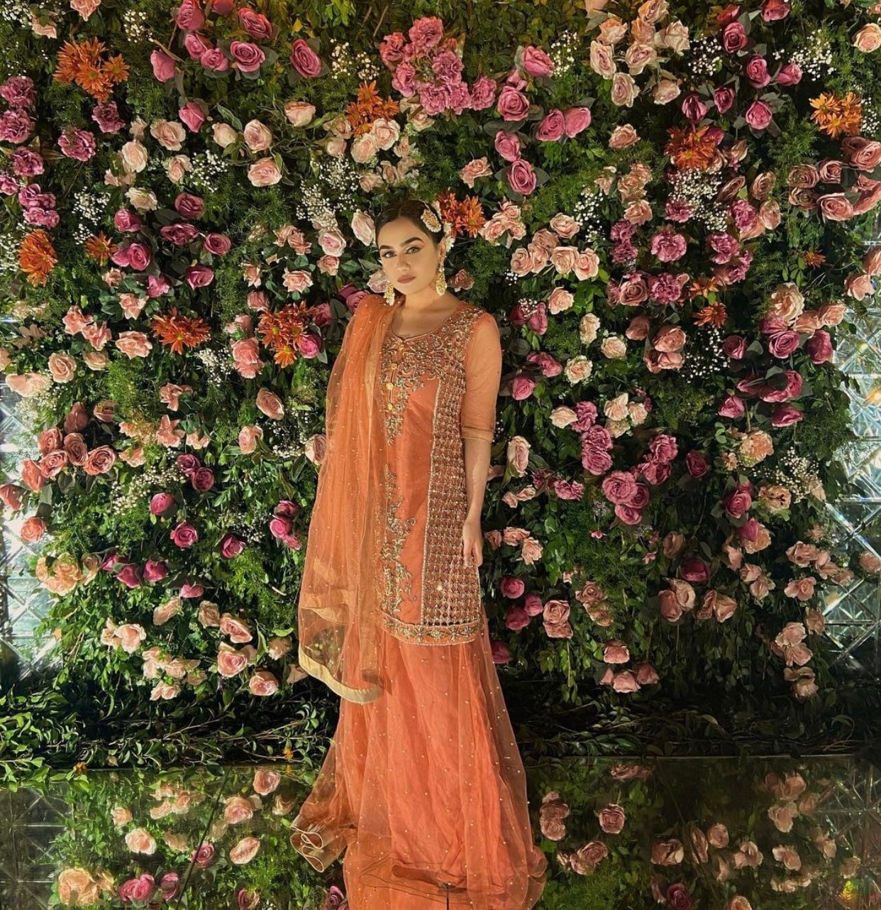 3 Piece Sharara Set Mehndi Pakistani Bridal Outfit Peach Custom - Etsy