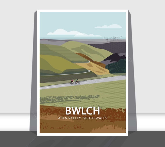 Cycling Art Print A3 & A4 Bwlch Afan Valley South Wales | Etsy UK