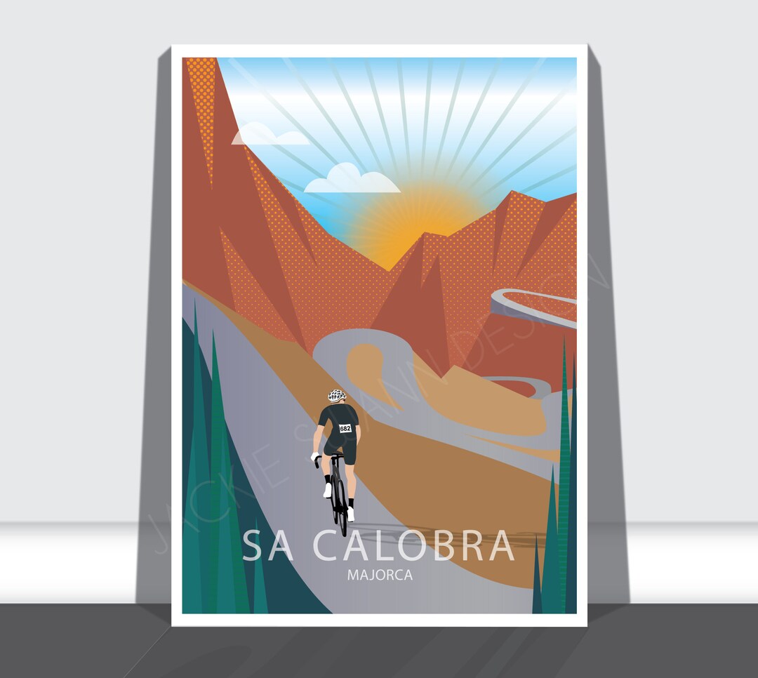 Cycling Art Print A3 & A4, Sa Calobra, Majorca - Etsy UK