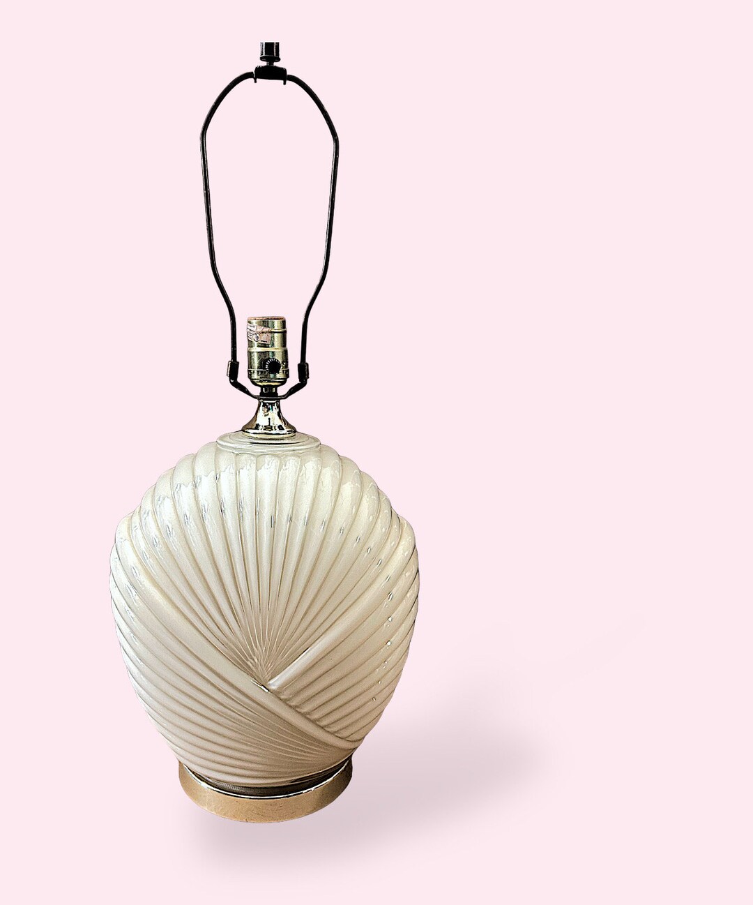 1980's Vintage Glass Scalloped Shell Lamp. 80s Ivory Cream Lamp. off ...