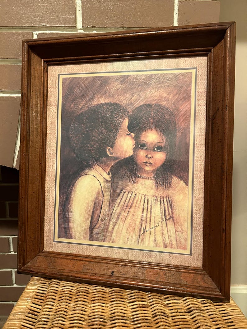 RARE Framed Print by Margaret Kane “little Kiss”. Big Eyes Art. Big Eyed Children Art. - Etsy