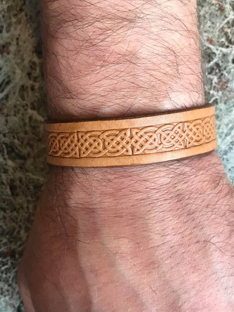 Leather Bracelet With Celtic Knot Pattern - Etsy