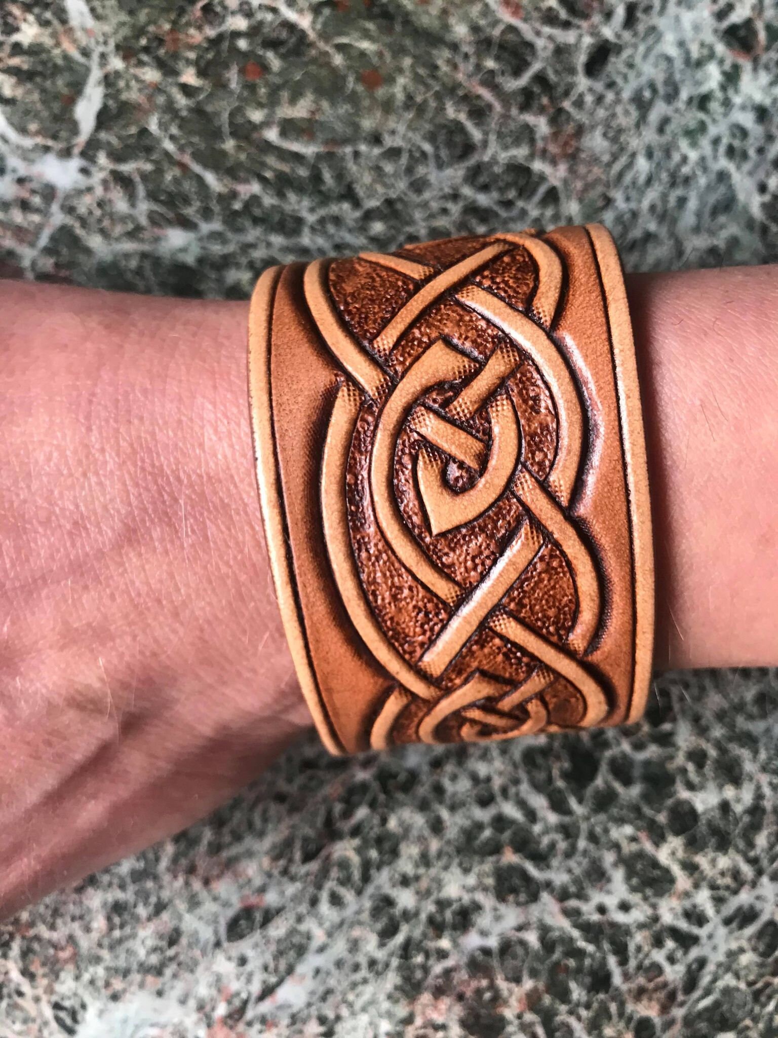 Leather Bracelet With Celtic Knot Pattern - Etsy Singapore