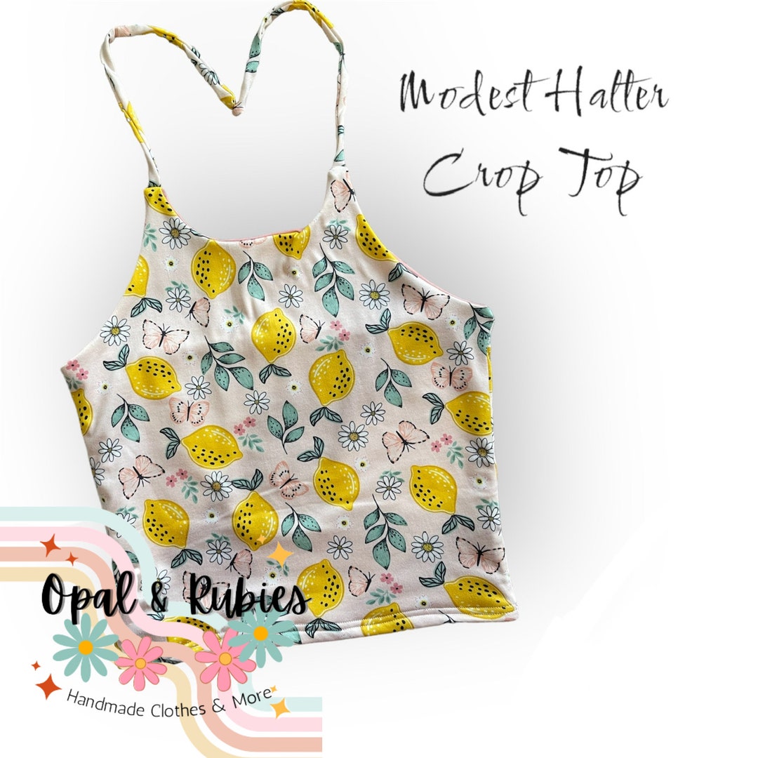 Hippie Crop Top, Modest Crop Top, Halter Top Girls, Summer Modest Crop ...