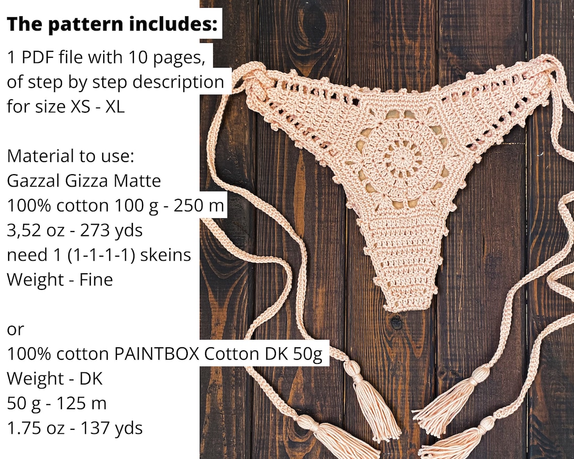 Crochet Thong Pattern, Crochet Bikini Bottom Pattern, PDF File on ...