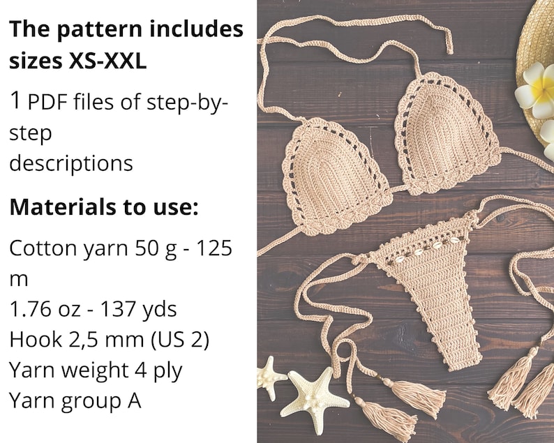 Crochet Bikini Pattern PDF Files on English for Size XS-XXL Crochet ...