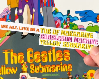 THE BEATLES Yellow Submarine Sticker Decal 5.5x4 Inch Paul John George ...